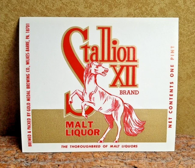 STALLION XII MALT Liquor Label $1.75 - PicClick