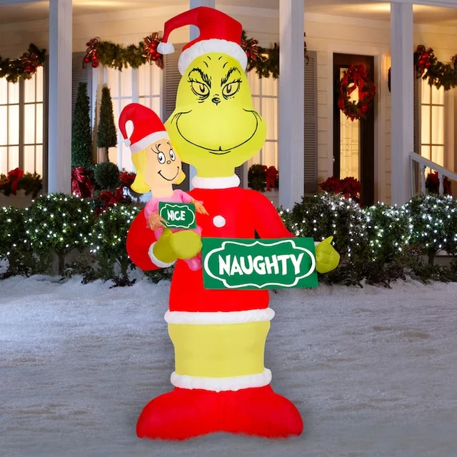 GRINCH DR SEUSS'S 8-ft Lighted Dr. Seuss The Grinch Merry Christmas ...