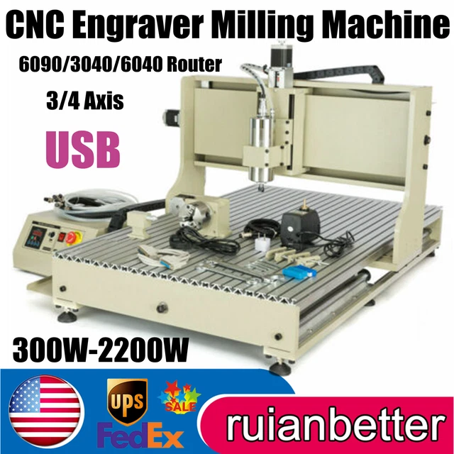 USB 3/4 AXIS Router Engraver CNC 3040-6090, Engraver Milling Drilling ...