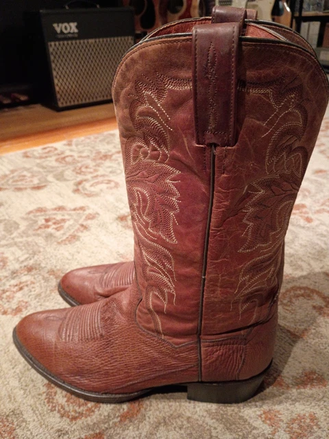 DAN POST COGNAC Shark Skin & Leather Upper R Toe Cowboy Boots #Dp2358 ...