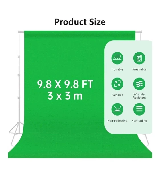 3 METRE BY 3m Green Backdrop photo picture Studio for YouTube Video ...