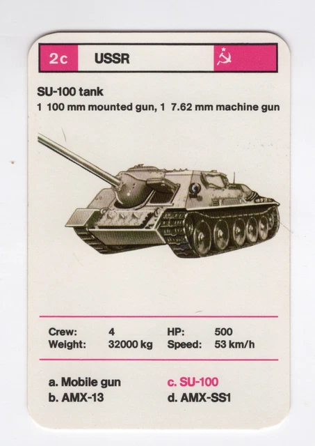 TOP TRUMPS TANKS 1970s. USSR SU-100 tank EUR 3,67 - PicClick FR