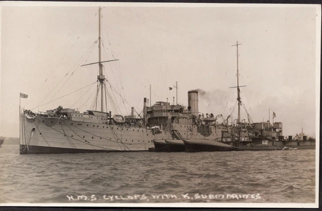 HMS CYCLOPS WITH K Class Submarines Royal Navy Unposted RP Postcard EUR ...