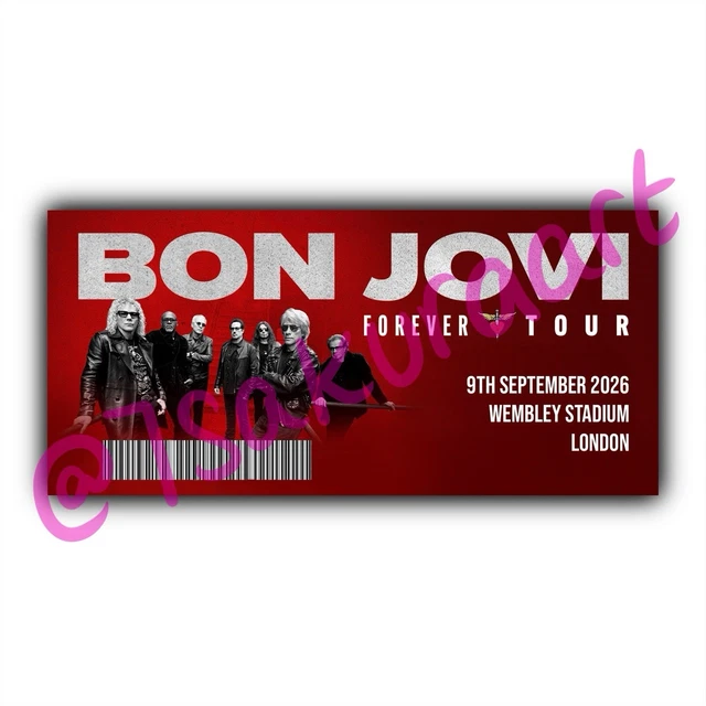 BON JOVI 2026 Tour Souvenir Tickets, Bon Jovi Forever Tour Souvenir ...