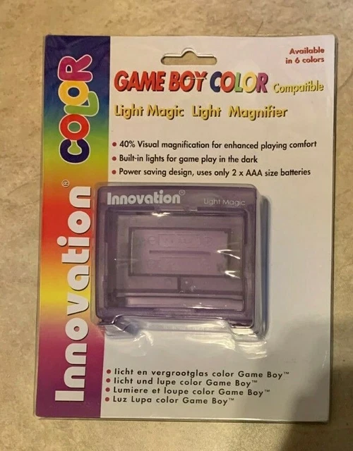 GAME BOY COLOR System Licht + Lupe 40% NEU in Box Atomic Clear Purple ...