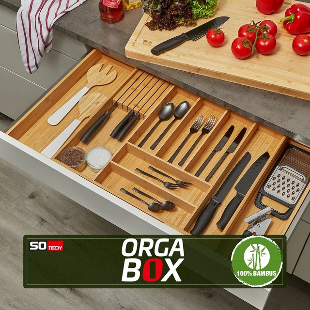 ORGA-BOX® BAMBUS BESTECKEINSATZ ausziehbar Besteckkasten für Nobilia ...