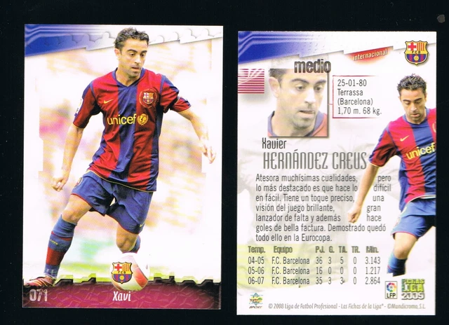 CARD MUNDICROMO SPORT La Fichas De La Liga Nº 71 Xavi Hernandez Fc ...