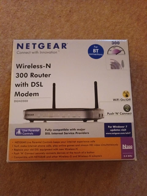 NETGEAR WIRELESS-N 300 Router With DSL Modem DGN 2000 £4.00 - PicClick UK
