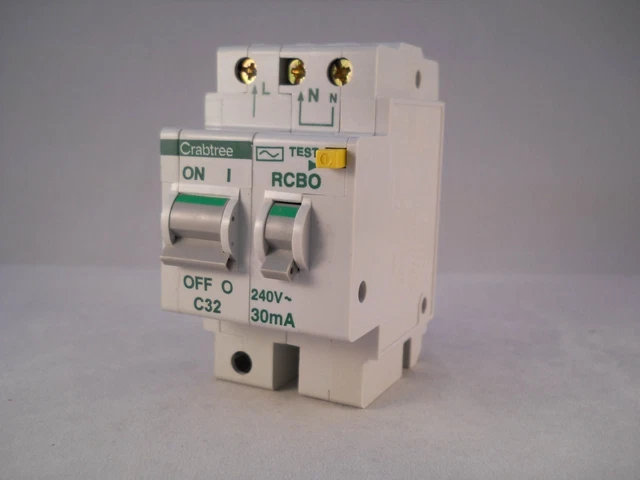 CRABTREE POLESTAR RCBO 32 Amp 30mA Double Pole C32 Type C 32A 602C/323 ...