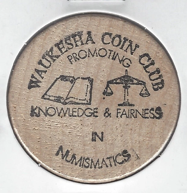 1977, WAUKESHA WISCONSIN COIN CLUB, 8th Annual Coin Show, Token, Wooden ...