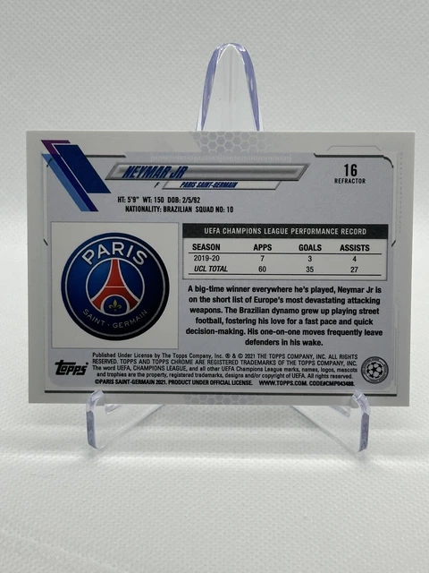 NEYMAR JR. 2021-22 Topps cromato rifrattore UEFA Champions League #16 PSG EUR 3,36 - PicClick IT