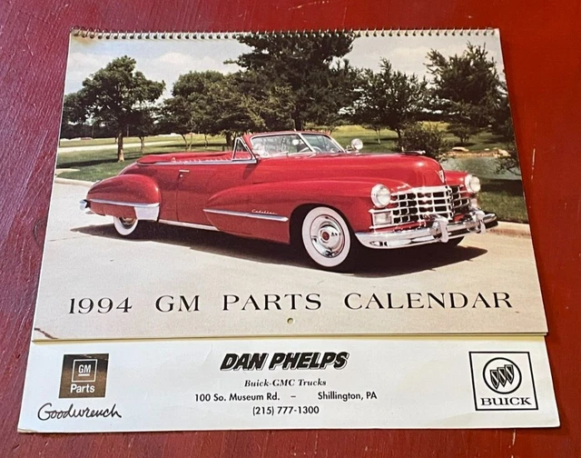 VINTAGE 1994 GM Parts Calendar Dan Phelps Auto Wall Calendar $7.95 ...