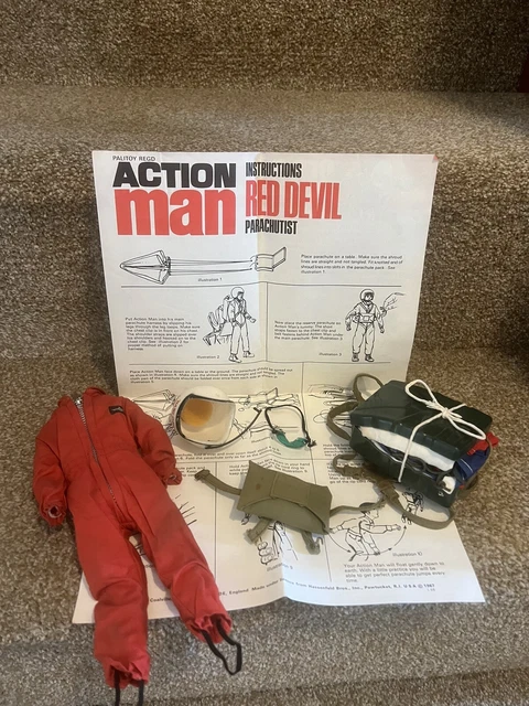 VINTAGE ACTION MAN 1st Issue 1969 Red Devil Parachutist Uniform ...