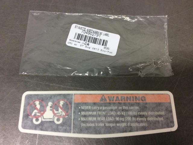 CAN-AM OUTLANDER 12-17 Load Passenger Warning Label Decal Sticker ...