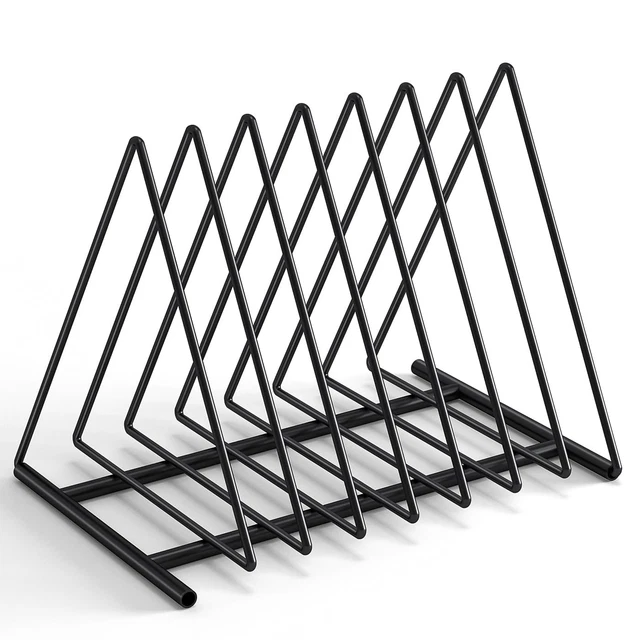 TRIANGLE DESK FILE Organizer 7 Slots Metal File Sorter Magazine Holder ...