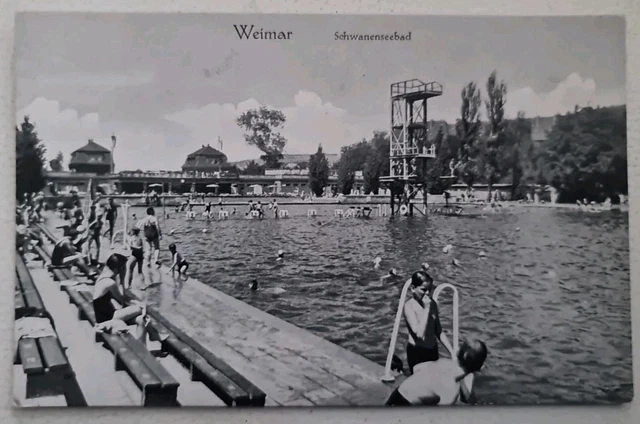ALTE POSTKARTE WEIMAR, Schwimmbad Schwanenseebad EUR 3,00 - PicClick DE
