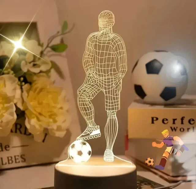 FOOTBALL NIGHT LIGHT 3D LED Desk Table Lamp Sports Gift for Boys ...