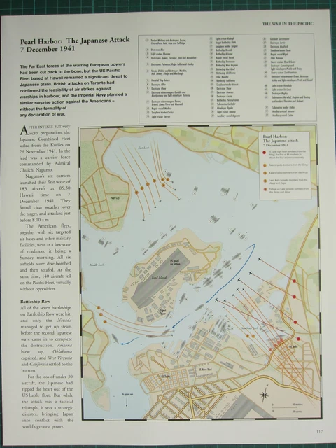 WW2 WWII MAPPA ~ Pearl Harbor Giapponese Attack 7 Dec 1941 Torpedo ...