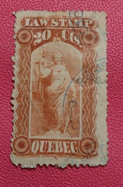 CANADA, 1890SQUEBEC ,QL#15.LAW Stamp.20cts,Pen Cancel (10-01-9) $5.00 ...