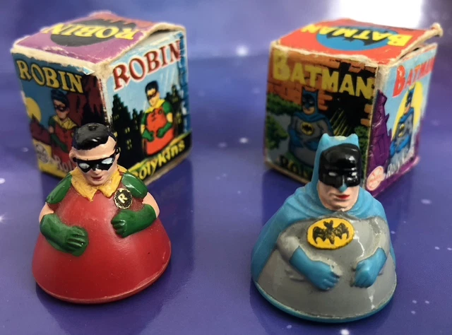VINTAGE MARX TOYS Batman & Robin BOXED Rolykins Figures 1966 Adam West ...