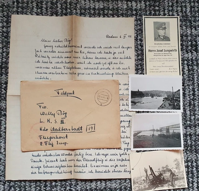 ORIGINAL GERMAN WW2 Soldiers letter 6 Apr 1944 .death Card + Photos $5. ...