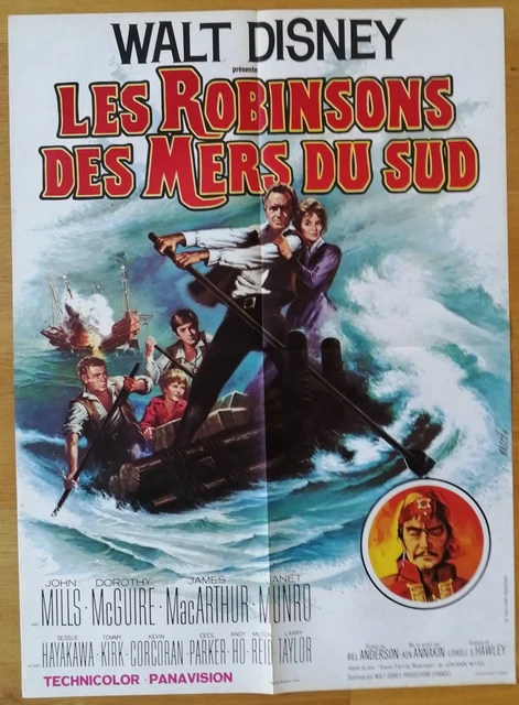 ROBINSONS DES MERS DU SUD walt disney affiche cinema originale 80x60 mascii R EUR 20,00 ...