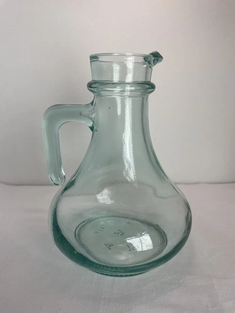 VINTAGE STYLE GREEN Glass Pitcher with L-Shaped Handle - Made in Italy ...