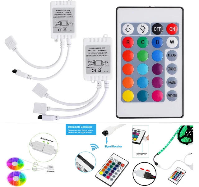 24 KEY IR Remote Controller RGB Control Box DC 12V For LED 3528/5050 ...