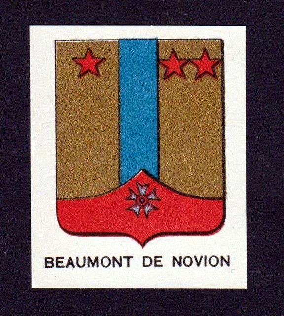 ENV. 1880 BEAUMONT Novion Armoiries Coat Of Arms Heraldry Lithographie ...