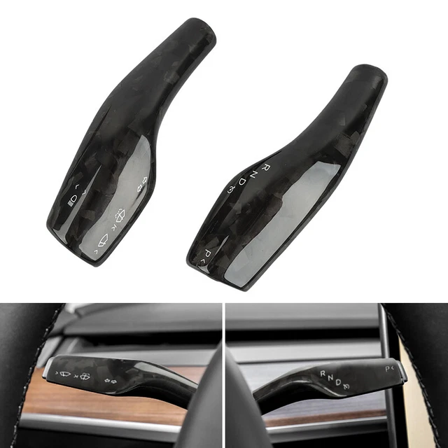 FORGED CARBON FIBER Steering Wheel Paddle Shift Trim Cover For Tesla ...