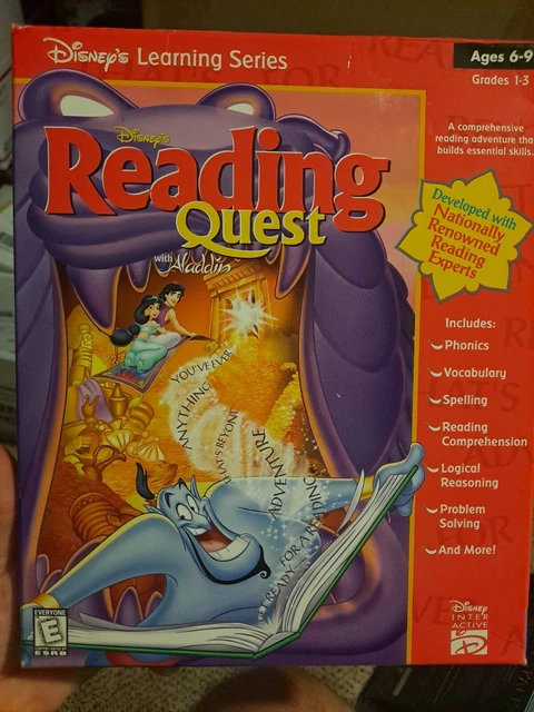 VINTAGE 1995 DISNEY'S Reading Quest with Aladdin CD-ROM 2 pack Read ...