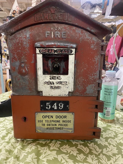 VINTAGE GAMEWELL FIRE Alarm Call Emergency Pull Box Phone Telephone £ ...