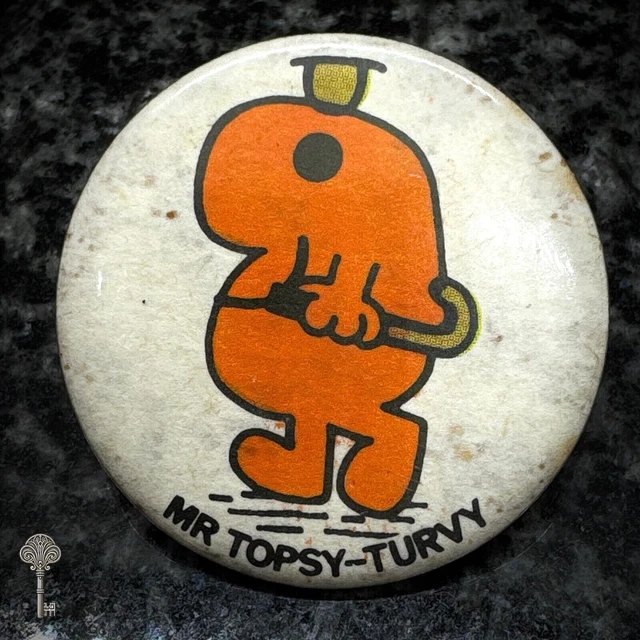 VINTAGE MR MEN Mr Topsy-Turvy Pin Badge 1970S Novelty Cartoon Rare ...