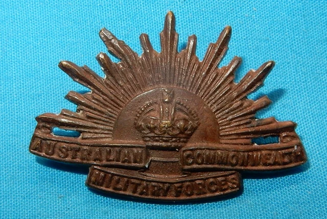 WW1 ERA AUSTRALIAN Commonwealth Forces Bronze Military Collar Badge ...