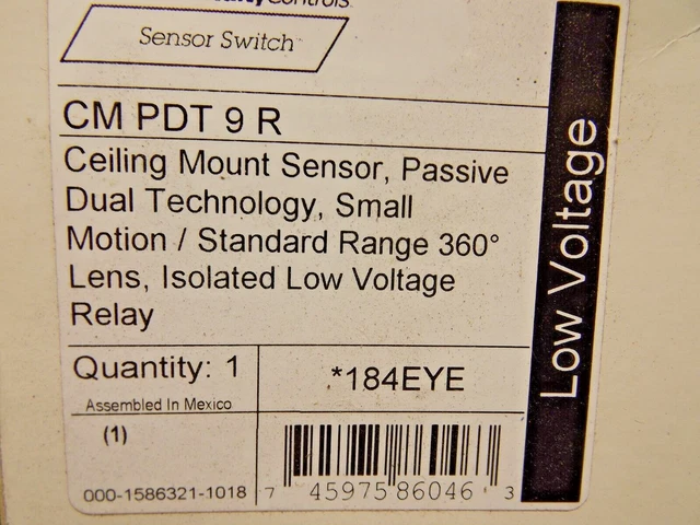 SENSOR SWITCH CM-PDT-9-R Ceiling Mount 360° Occupancy Sensor, Low ...