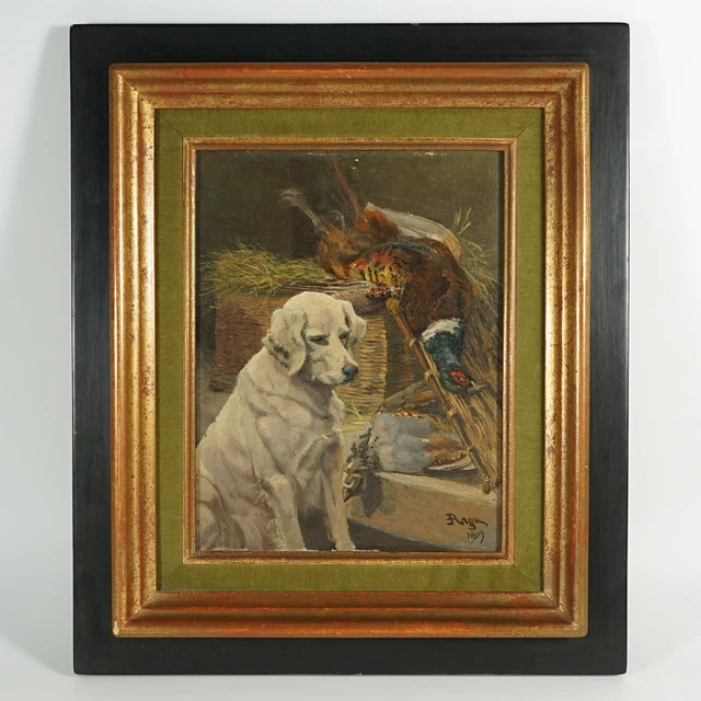 FRENCH STILL LIFE Painting Labrador Dog Portrait & Pheasant Hunting ...
