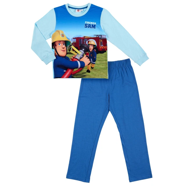 FEUERWEHRMANN-SAM JUNGEN PYJAMA Feuerwehrauto Hellblau EUR 14,95 ...