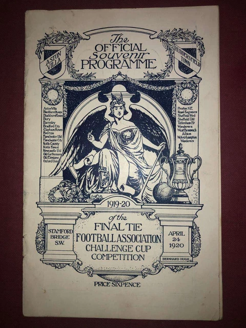 FA CUP FINAL, 1920, a football programme from the game Aston Villa ...