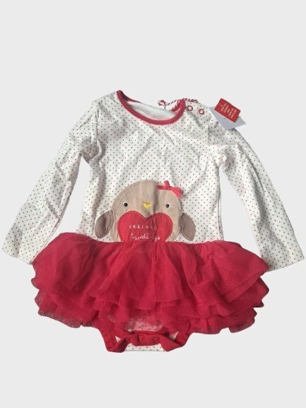 SEASON GREETINGS BABY Tutu Dress 9-12M | Robin Applique | Christmas ...