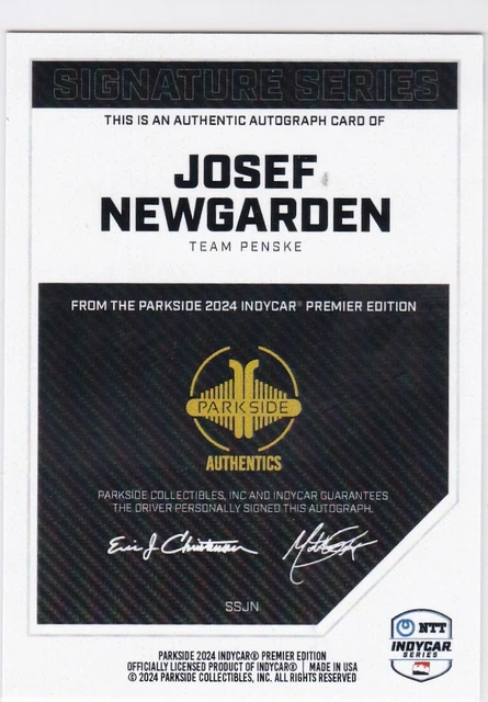2024 PARKSIDE INDYCAR Indy Car Signature Series Josef Newgarden ...