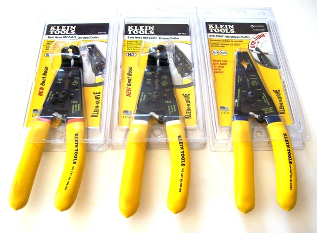 3PC KLEIN TOOLS ROMEX NM CABLE WIRE STRIPPER CUTTER PLIER SET USA ...
