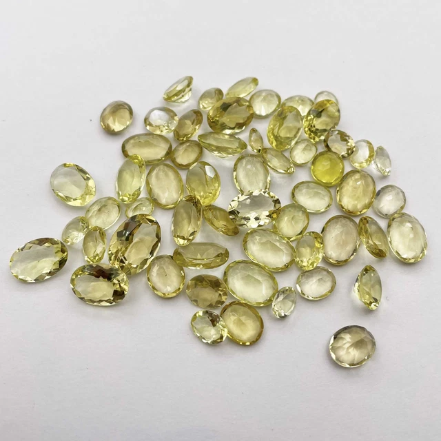 NATUREL CITRON QUARTZ Coupe Ovale Libre Pierre Lot 32 Pièces 6 8-12 16 ...