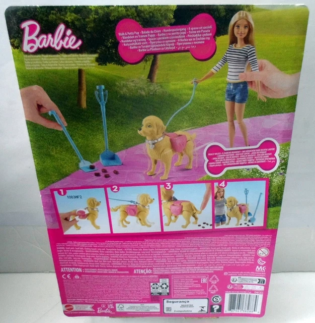 BARBIE WALK & Potty Pup Doll & Playset Pooping Puppy Mattel Dwj68 *Bnib ...