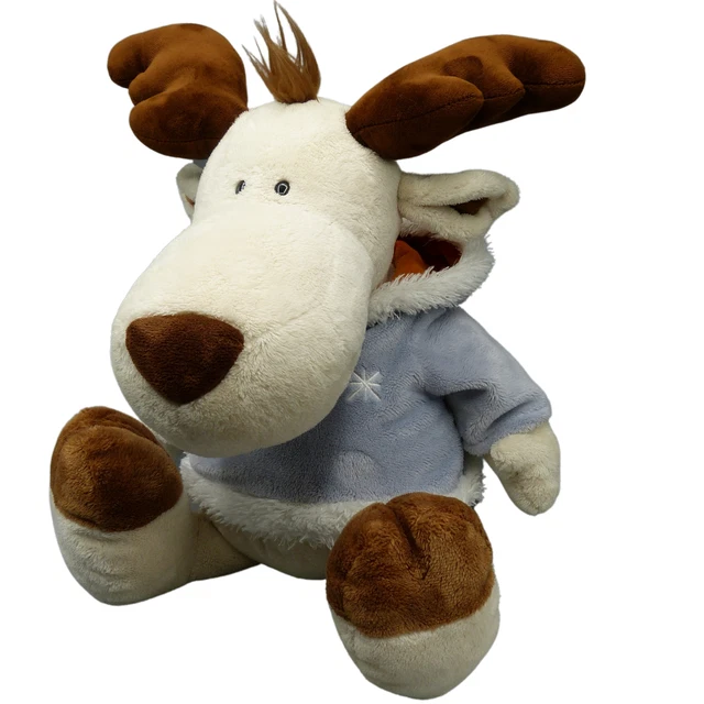 NICI MOOSE REINDEER Hank Soft Toy 50cm Cream Blue Jumper Winter ...