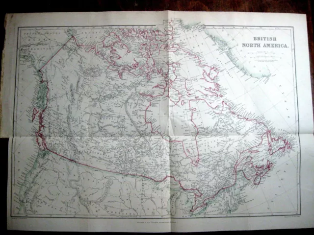 STAMPA ANTICA MAPPA old map BRITISH NORTH AMERICA Canada Nuova Scotia ...