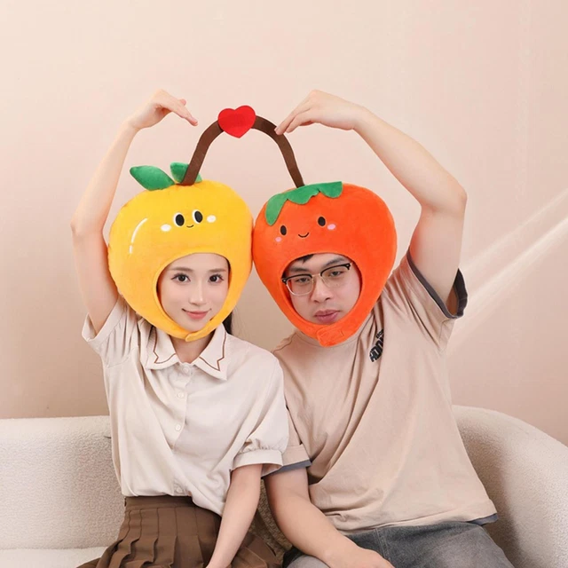 ORANGE AND KHAKI Headband Costume Hat Short Plush Cartoon Fabric ...