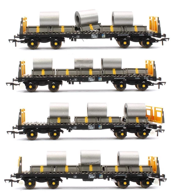 BACHMANN 'OO' GAUGE 38-351 Rake Of 4 Railfreight Baa Steel Carrier ...
