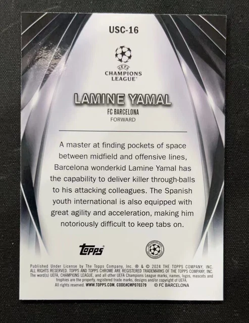 2023-24 TOPPS UEFA Chrome Lamine Yamal #USC-16 Rookie Ultimate Stage RC ...