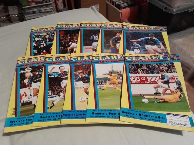 BURNLEY 1992/1993 HOME Football Programmes x 10 all listed. £2.50 ...