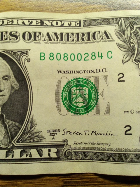 2017A ONE DOLLAR Bill Fancy Serial Number Triple Eight's With Triple ...